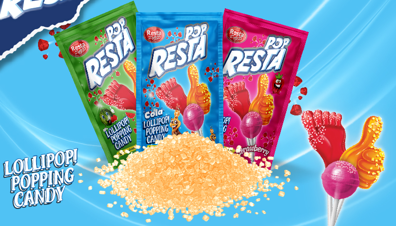 POP RESTA Stawberry Lollipop Popping 30 x 18 pk | Mix dessert | Dessert & Chips | Mer Sparing